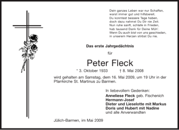 Traueranzeigen von Peter Fleck | Aachen gedenkt