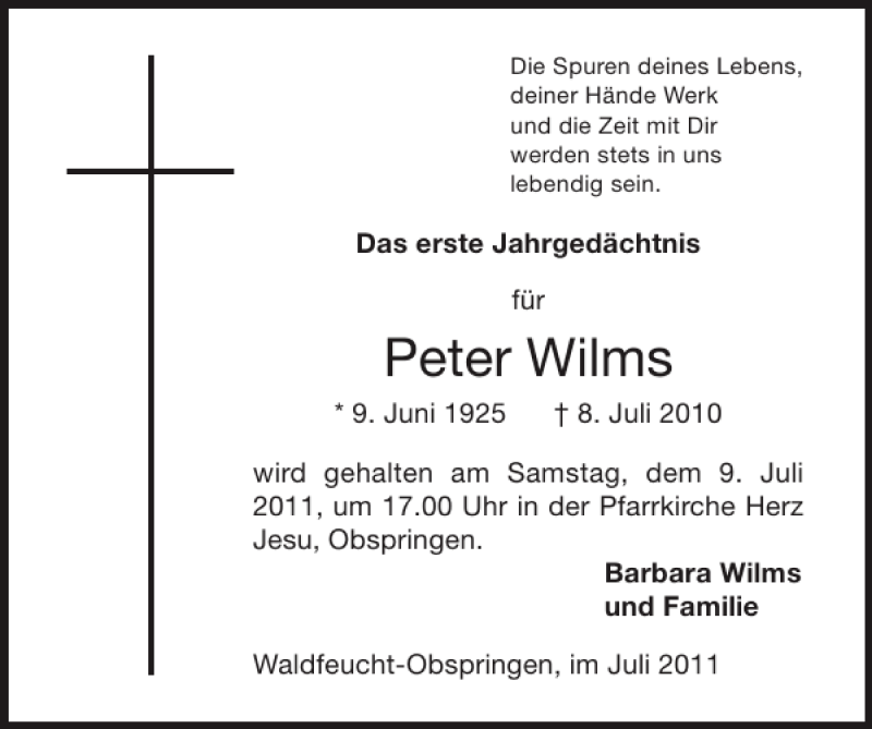 Traueranzeigen von Peter Wilms | Aachen gedenkt