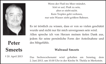 Traueranzeigen von Peter Smeets | Aachen gedenkt