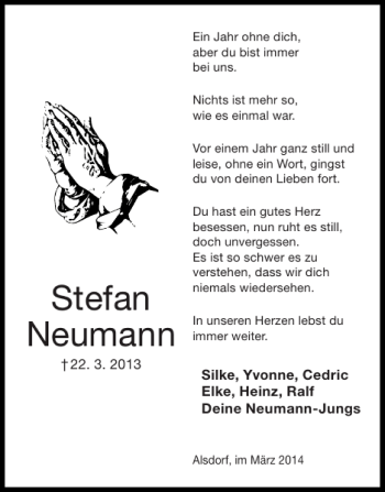 Traueranzeigen von Stefan Neumann | Aachen gedenkt