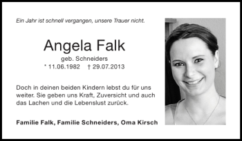 Traueranzeigen von Angela Falk | Aachen gedenkt