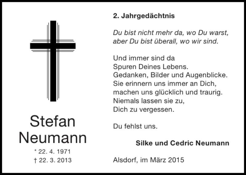 Traueranzeigen von Stefan Neumann | Aachen gedenkt