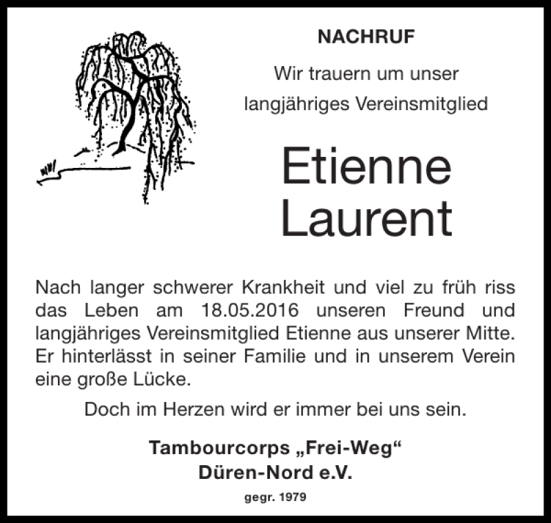 Traueranzeigen von Etienne Laurent | Aachen gedenkt