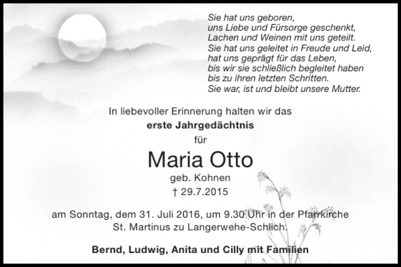Traueranzeigen von Maria Otto | Aachen gedenkt