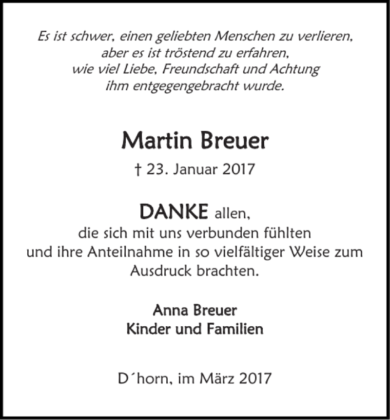 Traueranzeigen von Martin Breuer | Aachen gedenkt Traueranzeigen von Martin Breuer | Aachen gedenkt