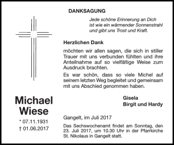 Traueranzeigen von Michael Wiese | Aachen gedenkt
