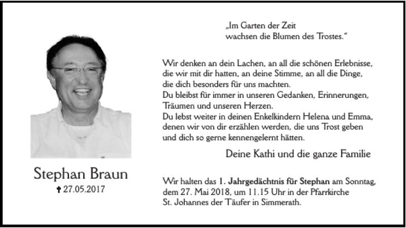 Traueranzeigen von Stephan Braun | Aachen gedenkt