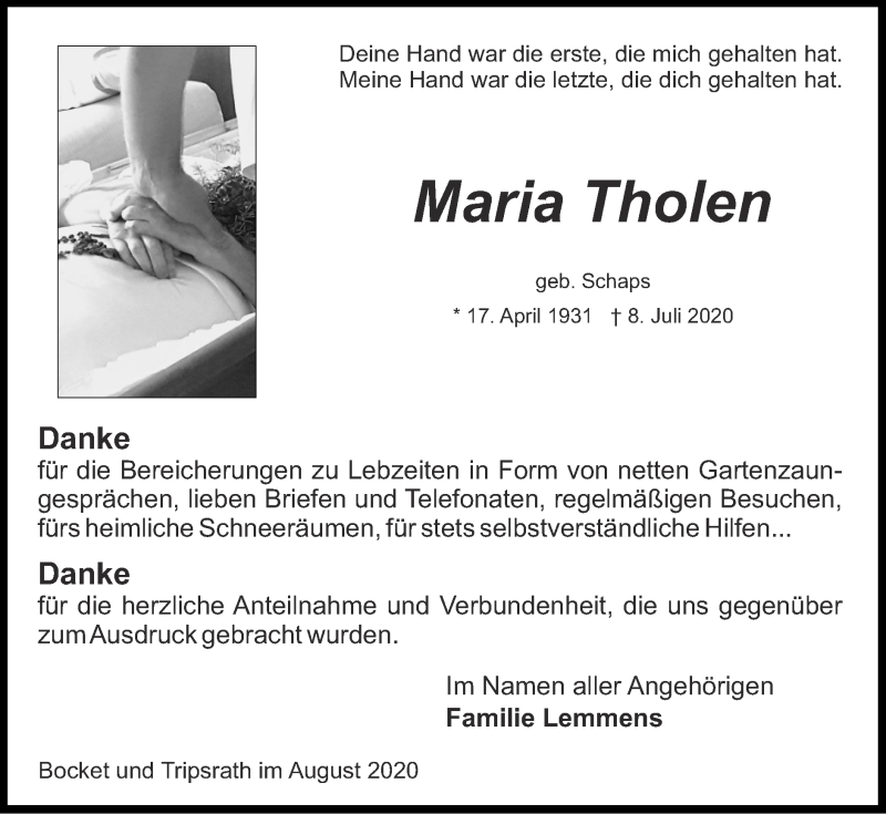 Traueranzeigen von Maria Tholen | Aachen gedenkt Traueranzeigen von Maria Tholen | Aachen gedenkt