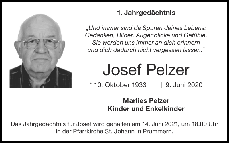 Traueranzeigen von Josef Pelzer | Aachen gedenkt