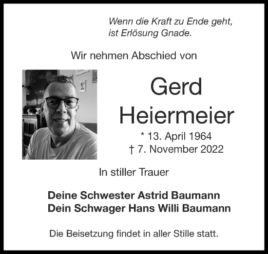 Traueranzeigen von Gerd Heiermeier | Aachen gedenkt