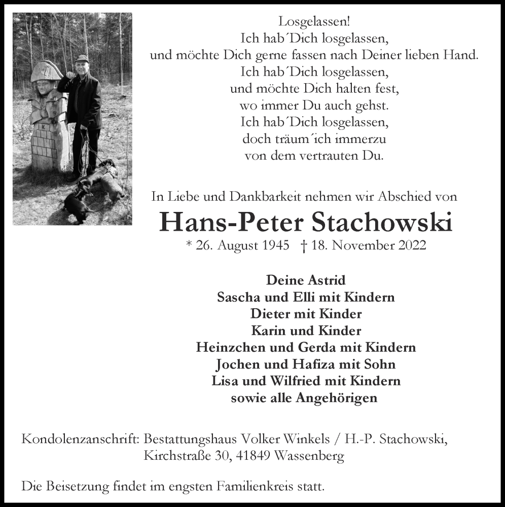 Traueranzeigen von Hans-Peter Stachowski | Aachen gedenkt