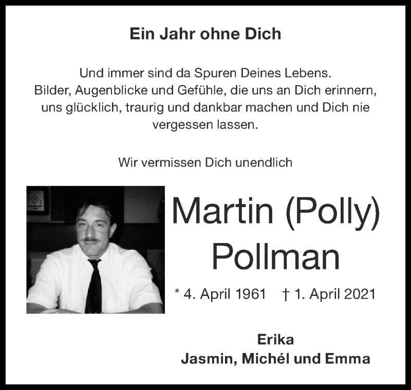 Traueranzeigen von Martin Pollman | Aachen gedenkt