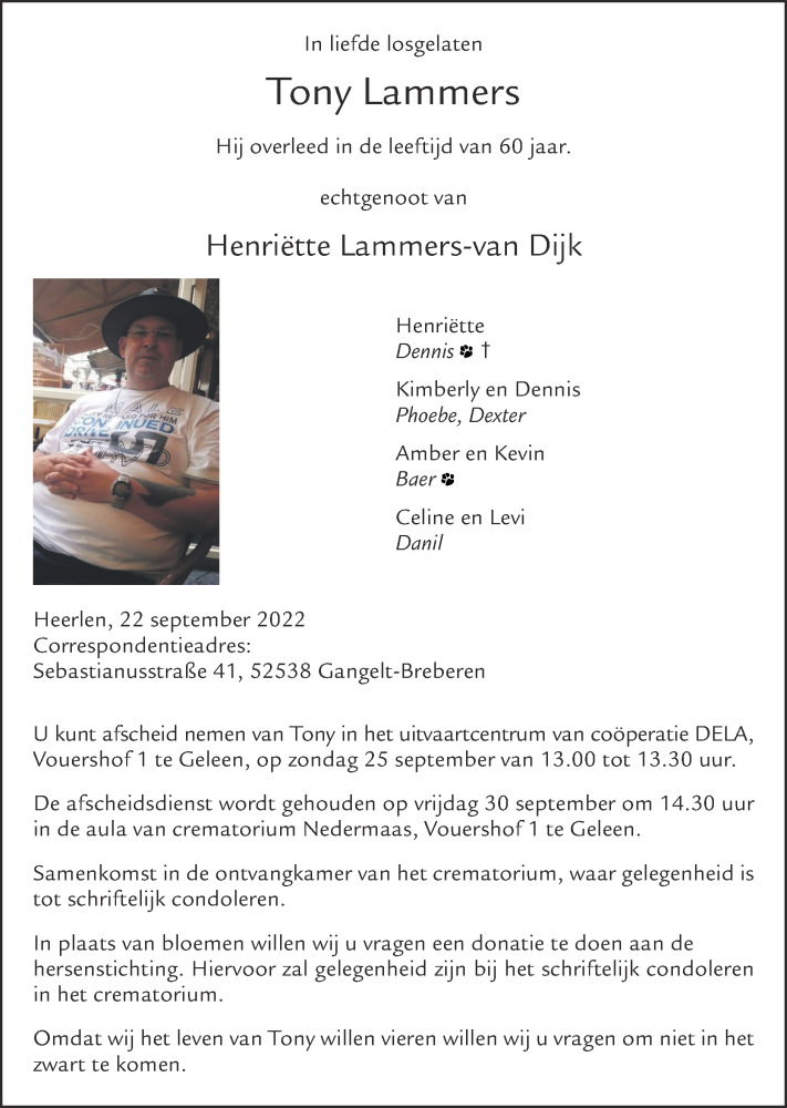 Traueranzeigen von Tony Lammers | Aachen gedenkt