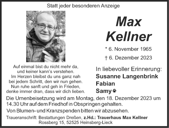 Traueranzeigen von Max Kellner | Aachen gedenkt