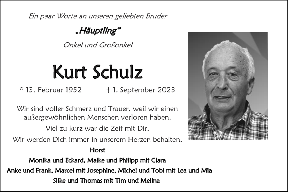 Traueranzeigen von Kurt Schulz | Aachen gedenkt