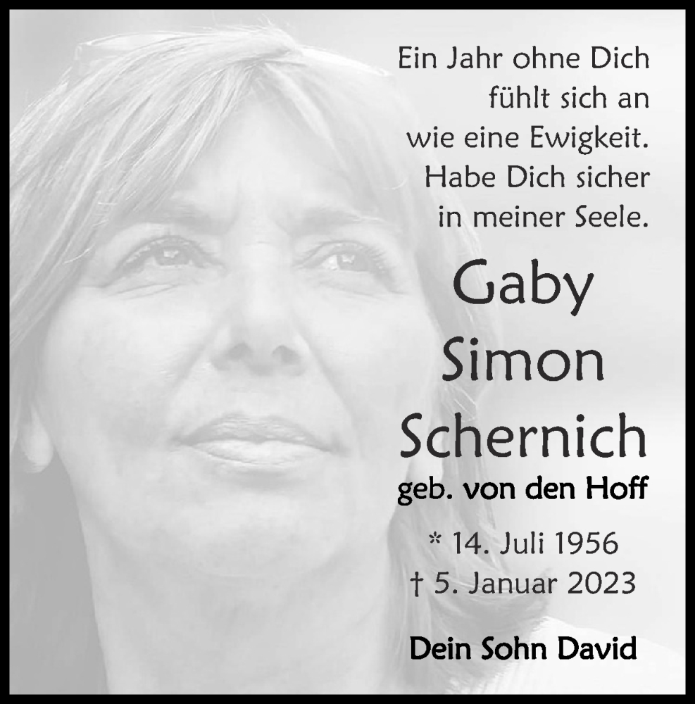 Traueranzeigen von Gaby Simon Schernich | Aachen gedenkt