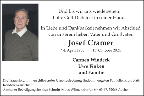 Traueranzeigen von Josef Cramer | Aachen gedenkt