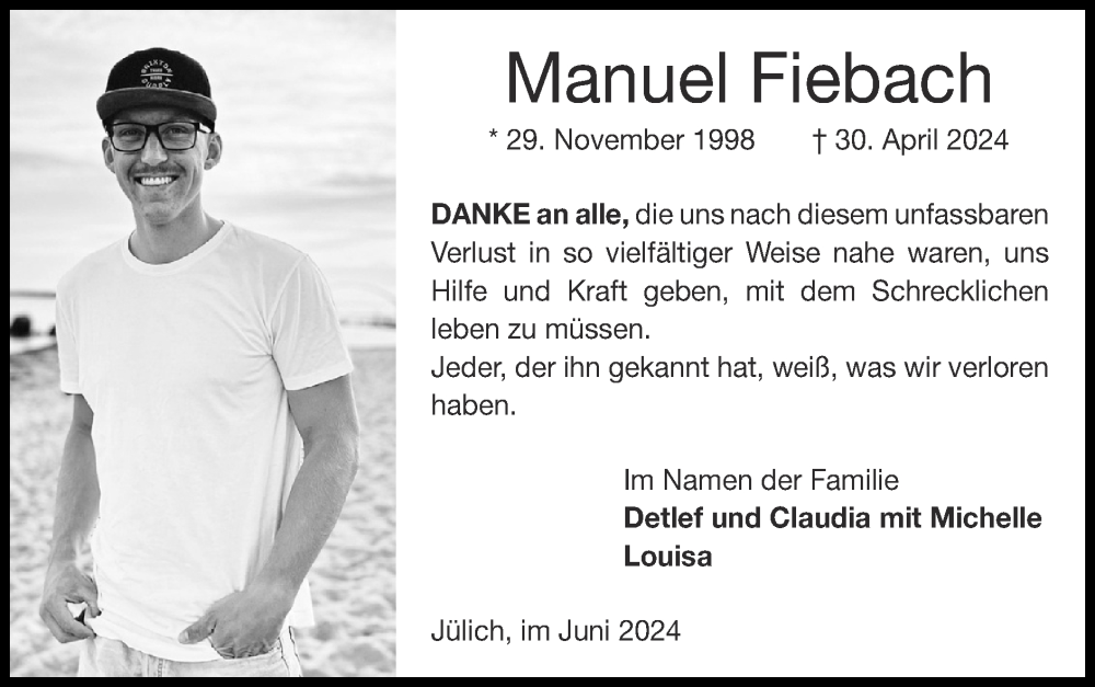 Traueranzeigen von Manuel Fiebach | Aachen gedenkt