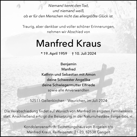 Traueranzeigen von Manfred Kraus | Aachen gedenkt Traueranzeigen von Manfred Kraus | Aachen gedenkt