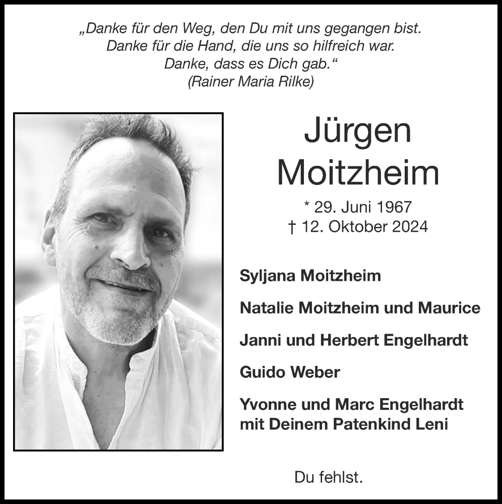 Traueranzeigen von Jürgen Moitzheim | Aachen gedenkt